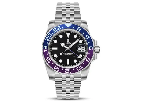 A BATHING APE Type 2 Bapex #1 Watch - Silver/blue/purple