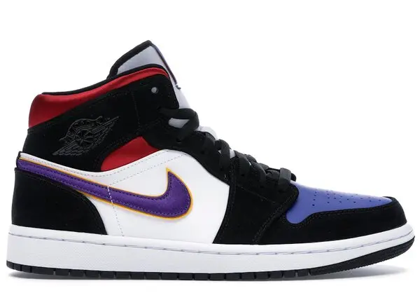 JORDAN 1 Mid Lakers Top 3 Sneakers - Black/field Purple/white