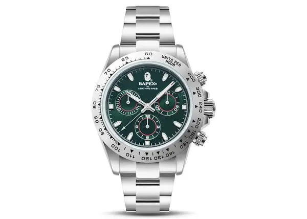 A BATHING APE Type 4 Bapex #2 Watch - Silver/green