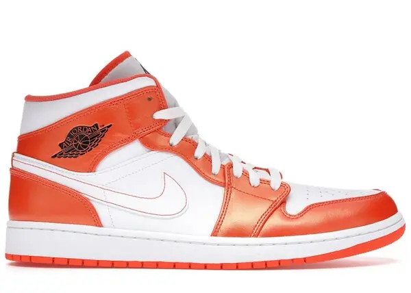 JORDAN 1 Mid Metallic Orange Sneakers - Electro Orange/black/white