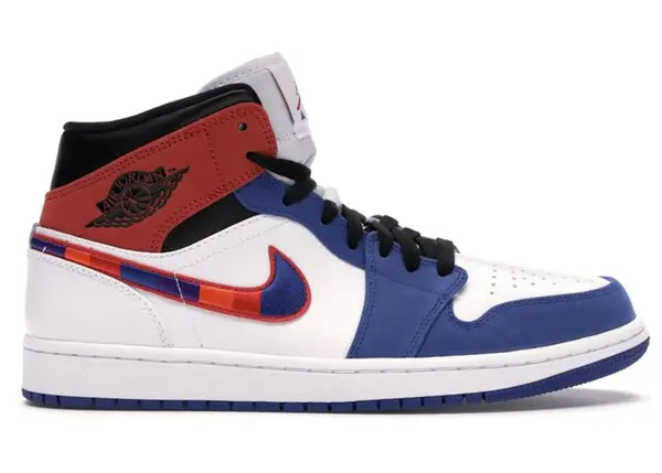 JORDAN 1 Mid Swoosh - White/game Royal/gym Red