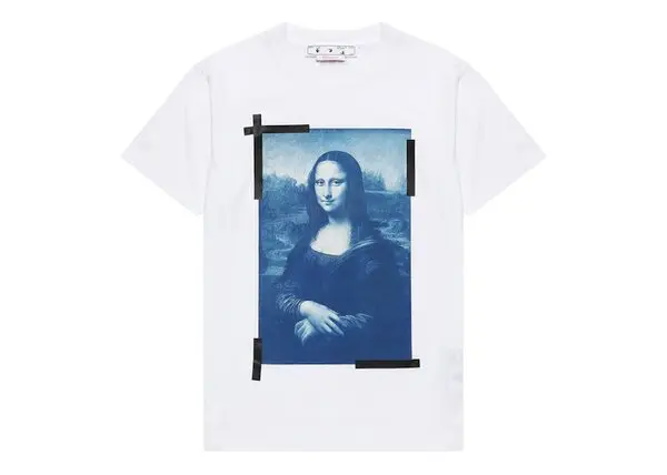 Off-White Off Mona Lisa Print Logo Slim Fit T-shirt - White/blue/black