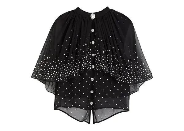 Rabanne Embellished Chiffon Cape Top