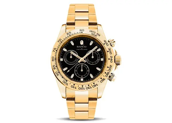 A BATHING APE Type 4 Bapex Watch - Gold/black
