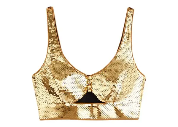 Rabanne H&m Sequined Crop Top - Gold