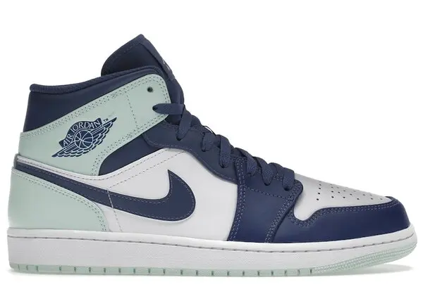 JORDAN 1 Mid Sneakers - Mystic Navy Blue/mint Foam/white