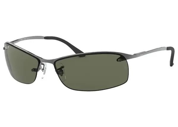 Ray-ban Full Rim Rectangle Sunglasses - Polished Gunmetal/green (rb3183)