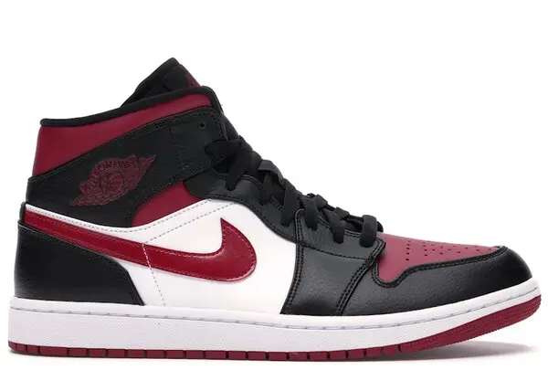 JORDAN 1 Mid Bred Toe Sneakers - Black/noble Red/white