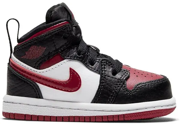 JORDAN 1 Mid High-top Sneakers - Black/noble Red/white