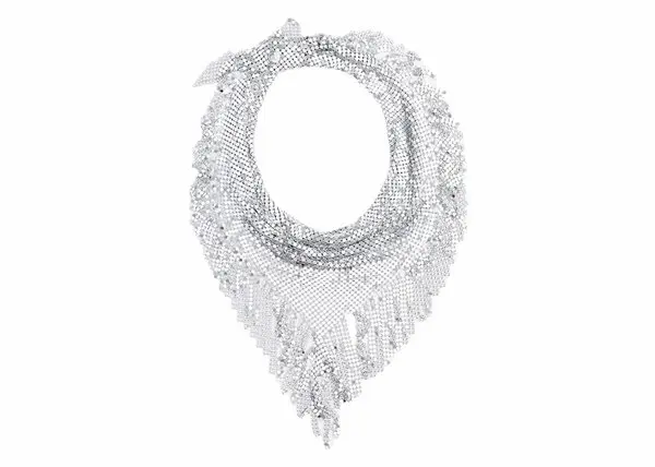 Rabanne H&m Metalmesh Triangle Scarf With Fringe - Silver
