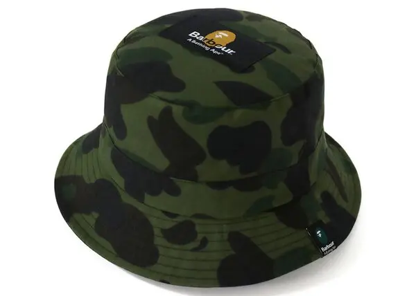 A BATHING APE X Barbour Camo Bucket Hat - Green