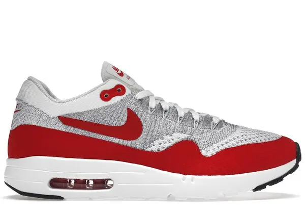Nike Air Max 1 Flyknit Og Sneakers - White/university Red/pure Platinum