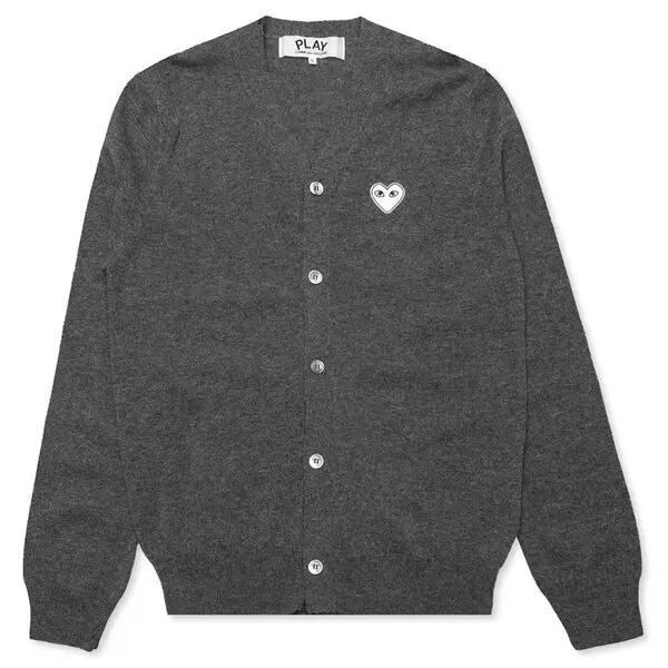 Play Comme Des Garcon Heart Knit Cardigan - Grey