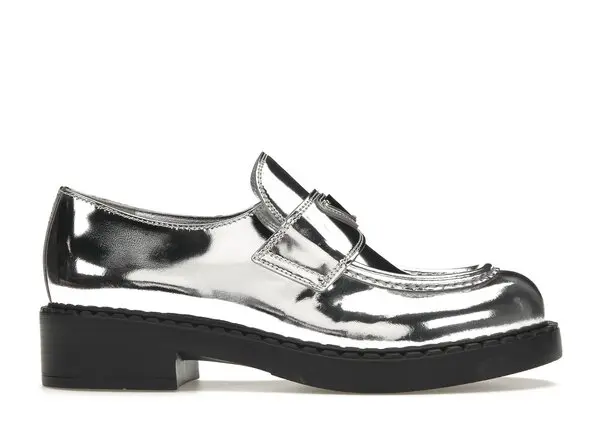 Prada Metallic 50mm Loafers - Silver