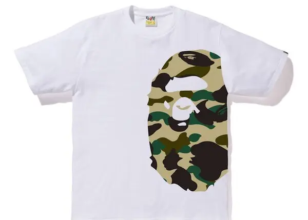 A BATHING APE 1st Camo Side Big Ape Head Tee Shirt - White/yellow