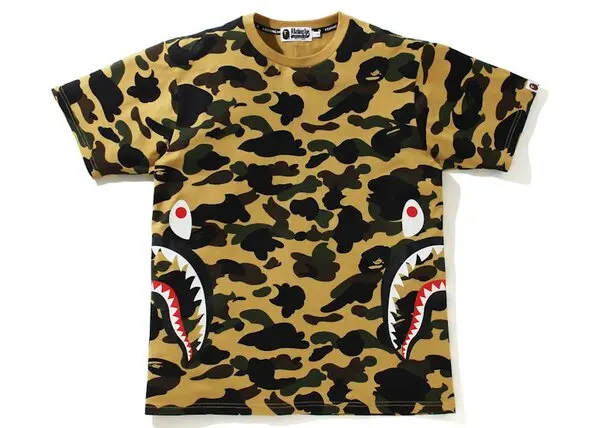A BATHING APE 1st Camo Side Shark Tee Shirt - Yellow