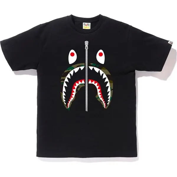 A BATHING APE 1st Camo Shark Tee Shirt - Black/green