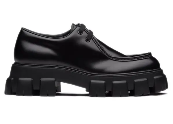 Prada Monolith Brushed Leather Lace-up Shoe