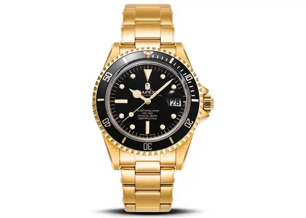BAPE A Bathing Ape Type 1 Bapex Watch - Gold Black