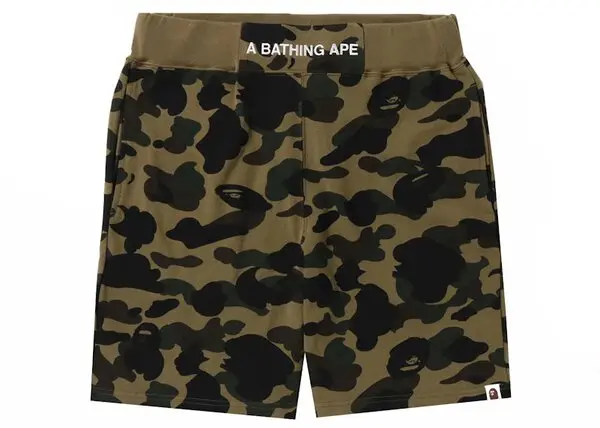 A BATHING APE 1st Camo Sweat Shorts - Green