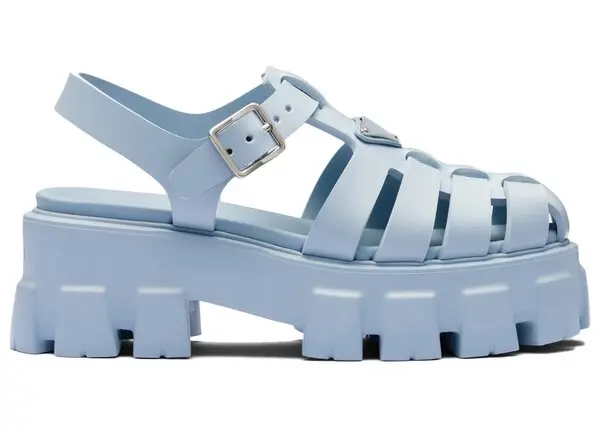 Prada Monolith Foam Rubber 55mm Sandals - Light Blue