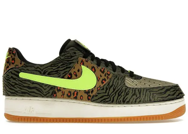 Nike Air Force 1/1 Animal Print Sneakers - Medium Olive/volt/rattan
