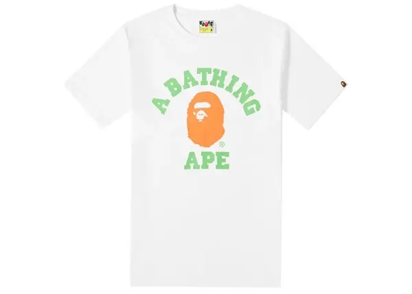 A BATHING APE Neon College Tee Shirt - White