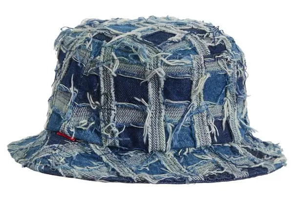 Supreme Frayed Patchwork Denim Crusher Hat - Washed Blue