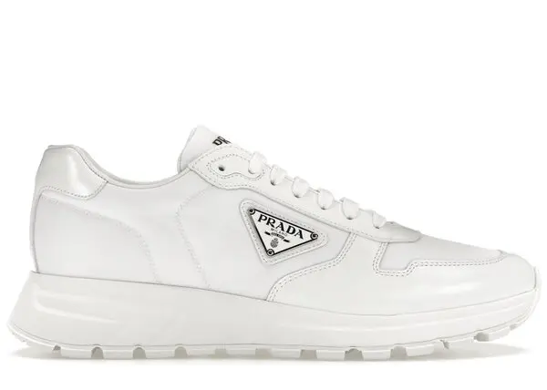 Prada Prax 01 Re-nylon And Brushed Leather Sneakers - White/white