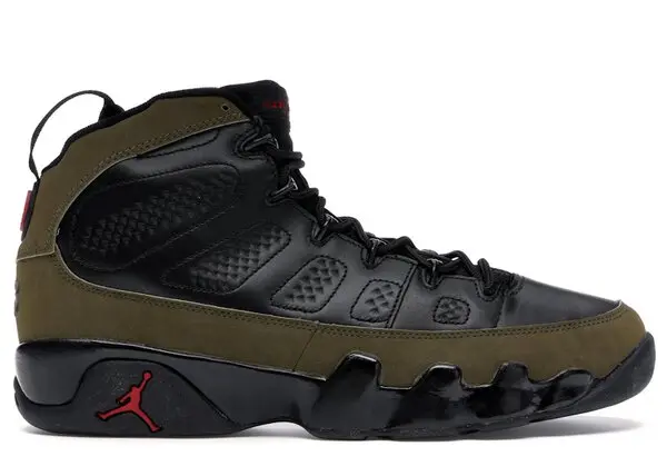 JORDAN 9 Retro Olive Sneakers - Black/light Olive/true Red