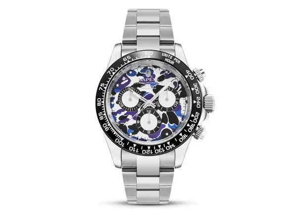 BAPE A Bathing Ape Type 4 Bapex Hong Kong 16th Anniversary Watch - Silver/purple/blue