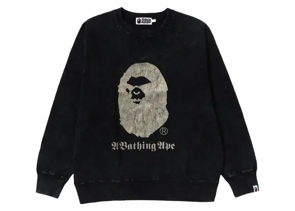 A BATHING APE Overdye Relaxed Fit Crewneck Sweatshirt - Black