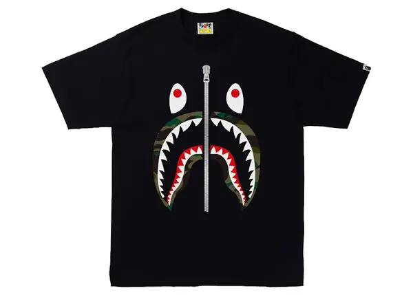 A BATHING APE 1st Camo Shark Tee Shirt - Black/green