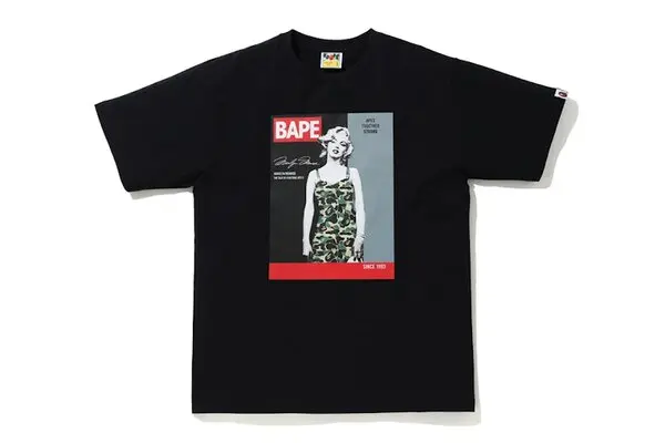 A BATHING APE X Marilyn Monroe Magazine Tee Shirt - Black