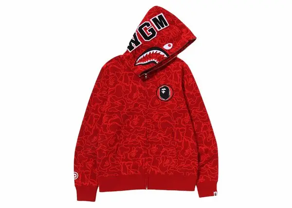 A BATHING APE 30th Anniversary Camo Shark Full Zip Hoodie - Red