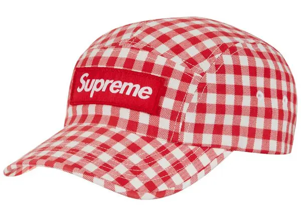Supreme Gingham Camp Cap - Red