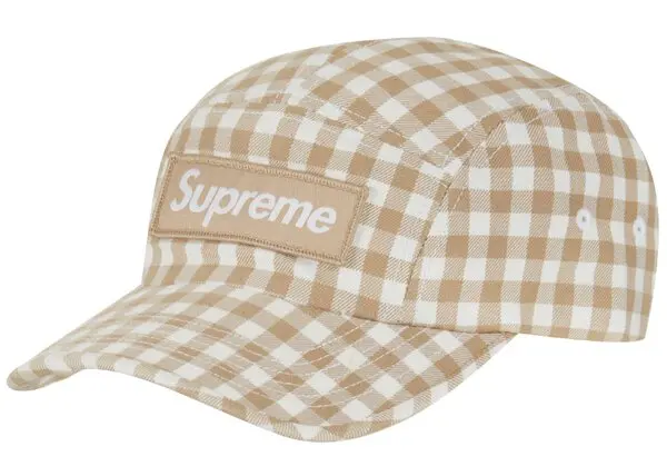 Supreme Gingham Camp Cap - Tan