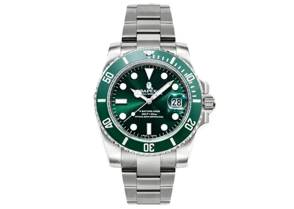 A BATHING APE Type 1 Bapex Watch - Silver/green