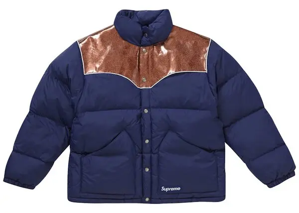 Supreme Glitter Yoke Down Puffer Jacket - Navy Blue
