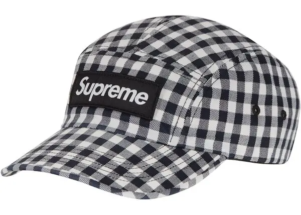 Supreme Gingham Camp Cap - Black