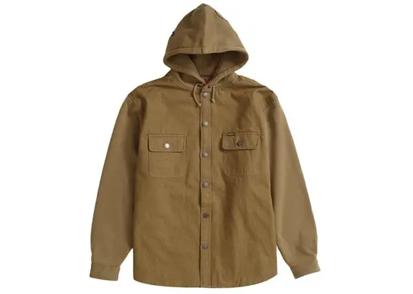 Supreme Fleece Hooded Denim Shirt - Brown