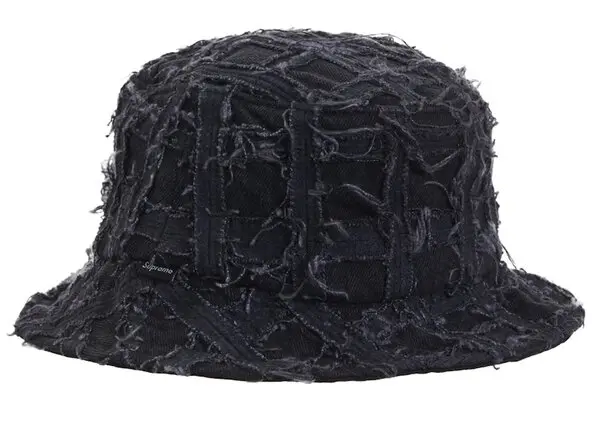 Supreme Frayed Patchwork Denim Crusher Hat - Washed Black