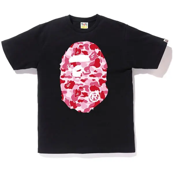 A BATHING APE Abc Big Ape Head Tee Shirt - Black/pink