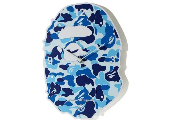 A BATHING APE Camo Ape Head Wall Clock - Blue