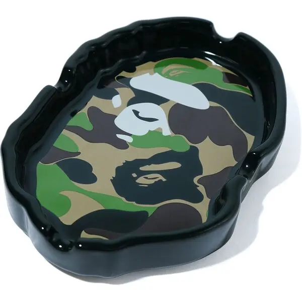 A BATHING APE Abc Camo Ape Head Ashtray - Black/green