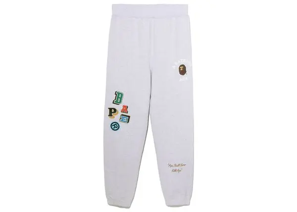 A BATHING APE Fonts Sweatpants - Grey