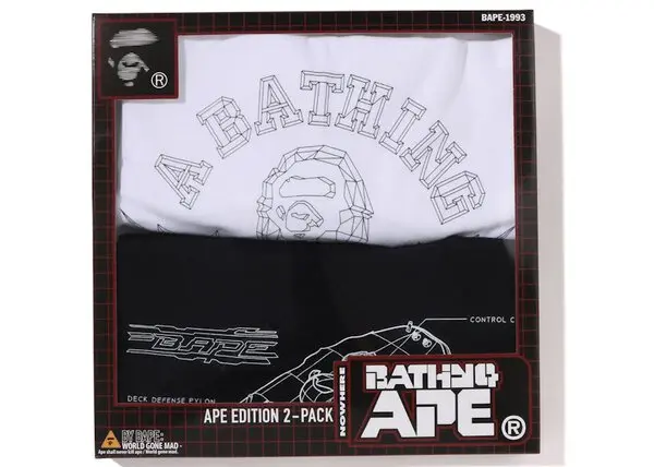 A BATHING APE Package Box #2 Tee Shirt - Black White