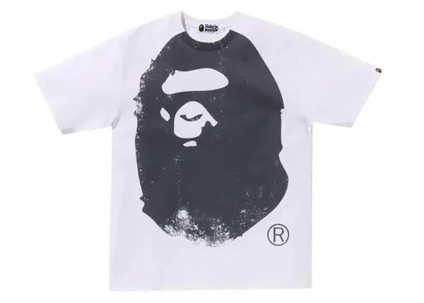 A BATHING APE Overprinted Ape Head Tee Shirt - White