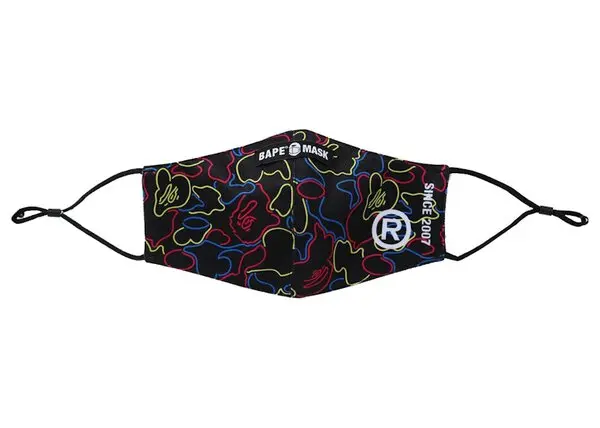 A BATHING APE Neon Camo Mask - Black