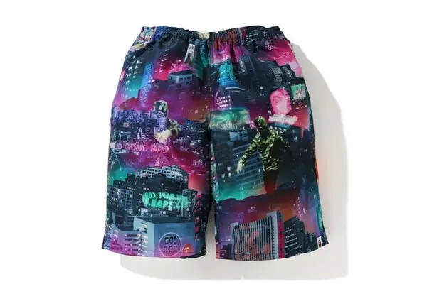 A BATHING APE Neon Tokyo Track Shorts